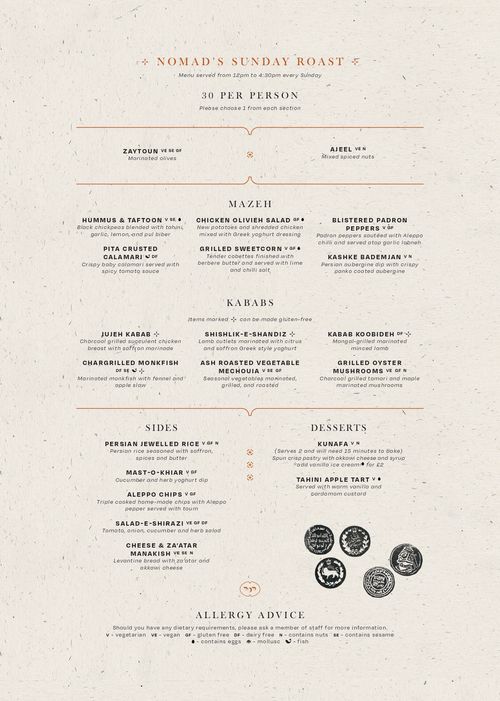 Menu - DOOD - Ancient Flavours or Persia and The Levant